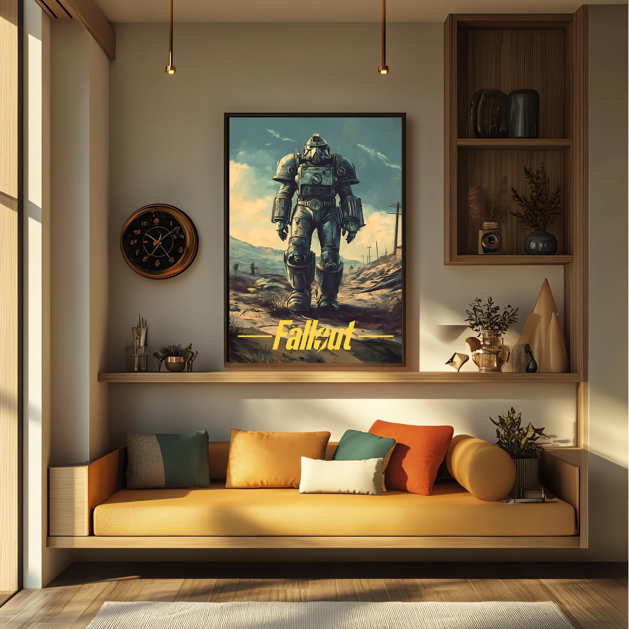 Fallout Retro Poster Print - Vintage Inspired Power Armor Artwork, Post ...