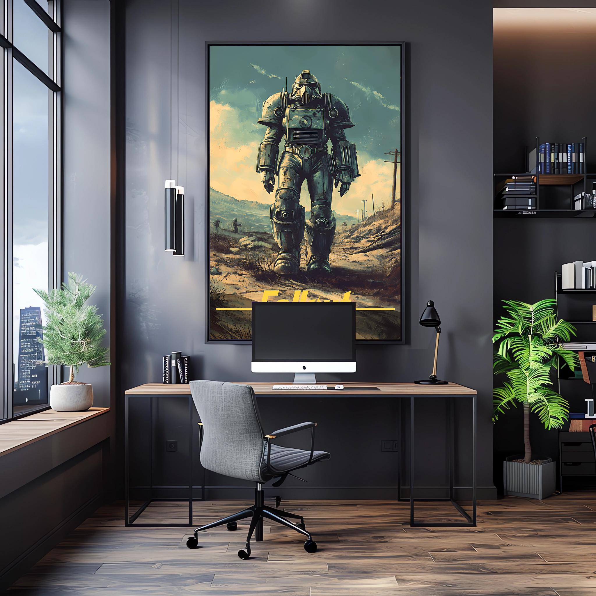 Fallout Retro Poster Print - Vintage Inspired Power Armor Artwork, Post ...