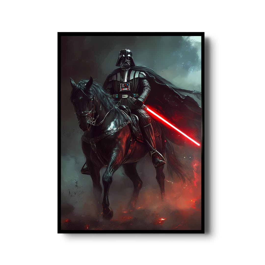 Darth Vader Riding a Horse Canvas Print Epic Star Wars Dark Side Wall ...