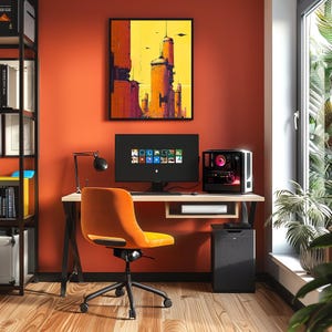 Retro Futuristic Sci-fi Cityscape Print | Minimalist Space Age ...