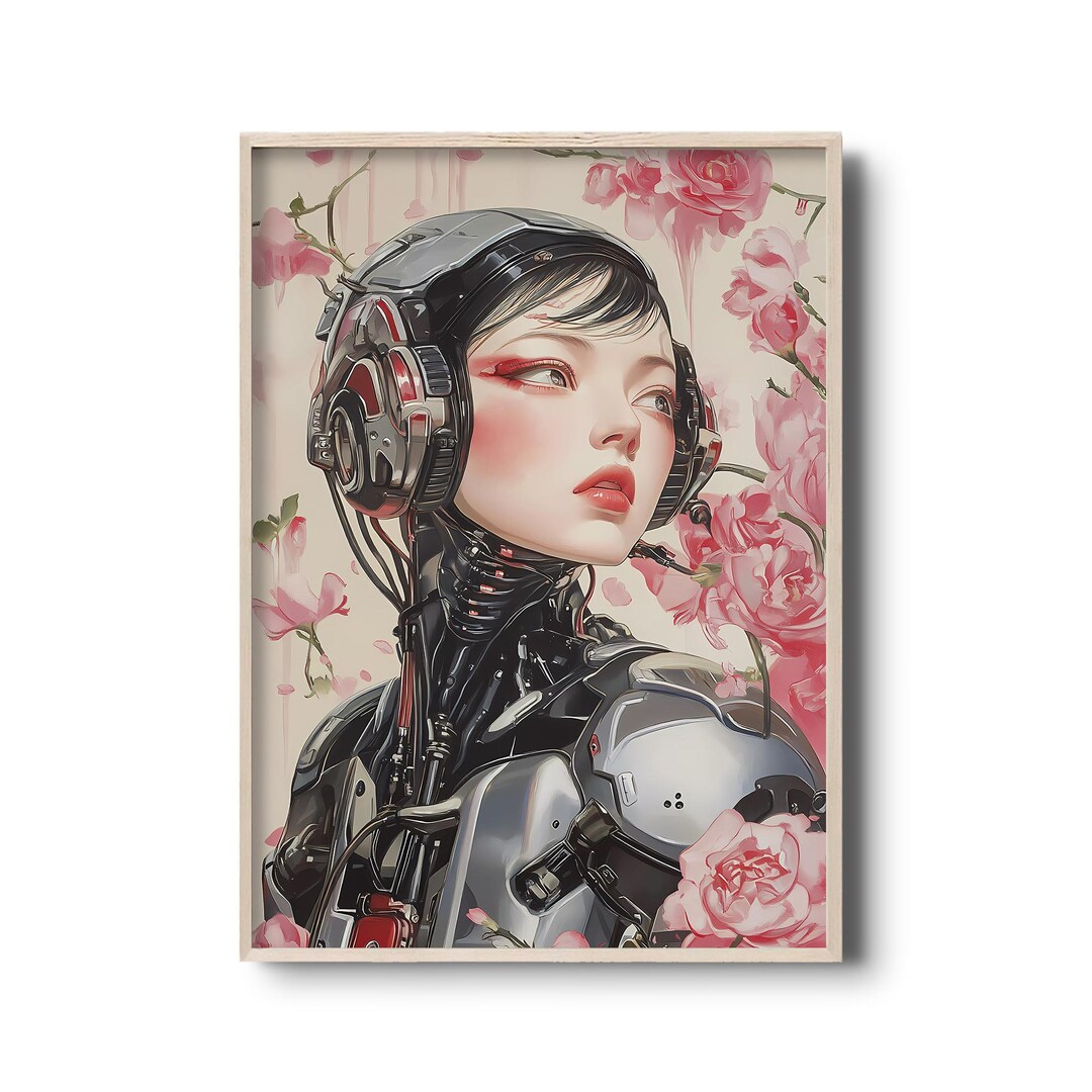 Japanese Anime-inspired Cybernetic Art Print - Futuristic Sci-fi Cyborg ...