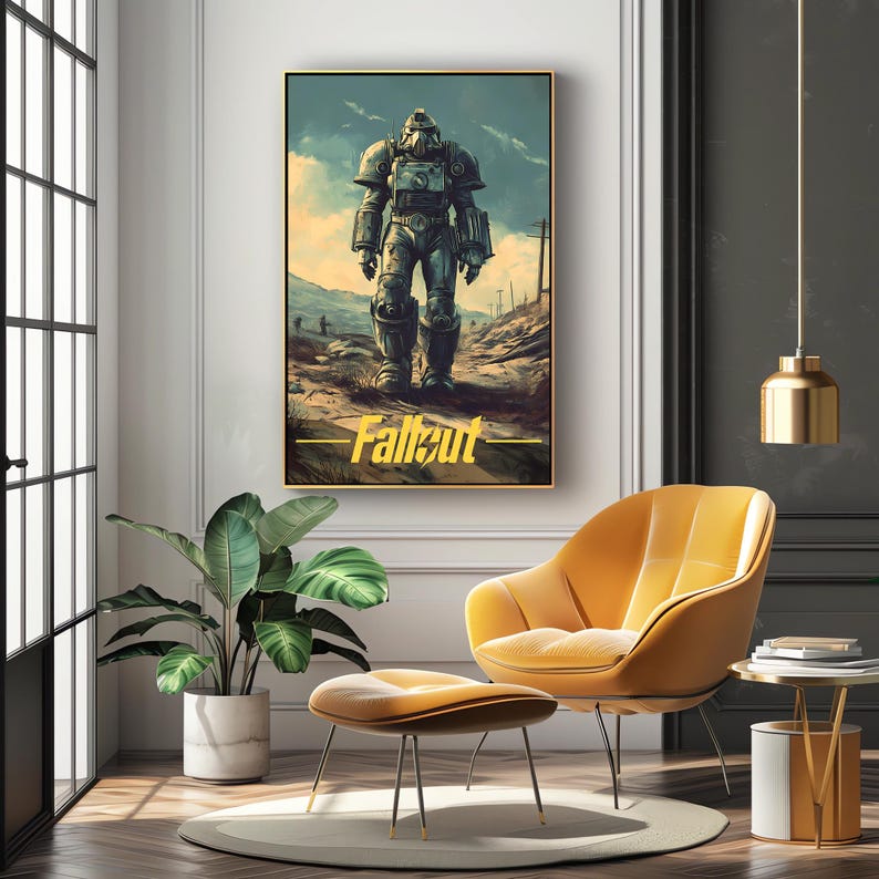 Fallout Retro Poster Print - Vintage Inspired Power Armor Artwork, Post ...