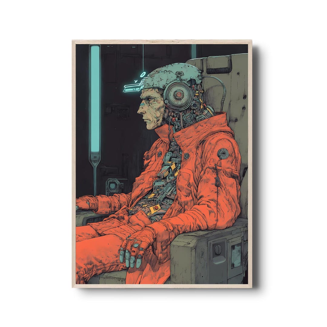 Cybernetic Man Who Lives Forever, Dark Cyberpunk Sci-fi Art Print ...