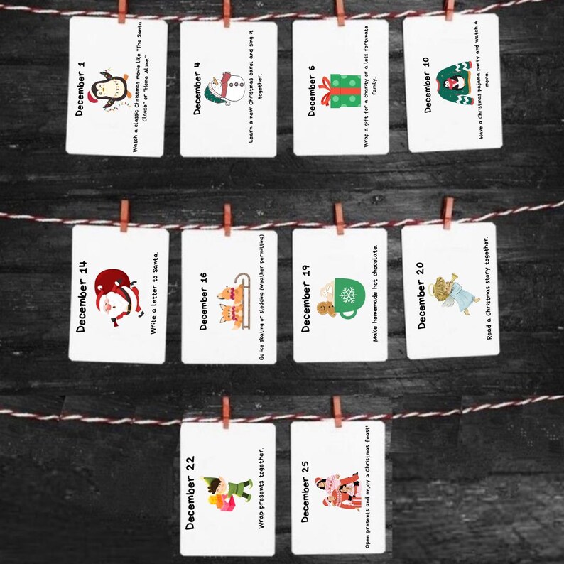 25 Printable Advent Kids Activity Cards Holiday Cards for Family Advent ...