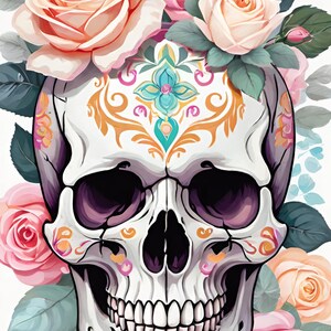Rose Skull Clipart Bundle, Skull Png Designs, Rose Clipart, Flowers ...