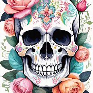 Rose Skull Clipart Bundle, Skull Png Designs, Rose Clipart, Flowers ...