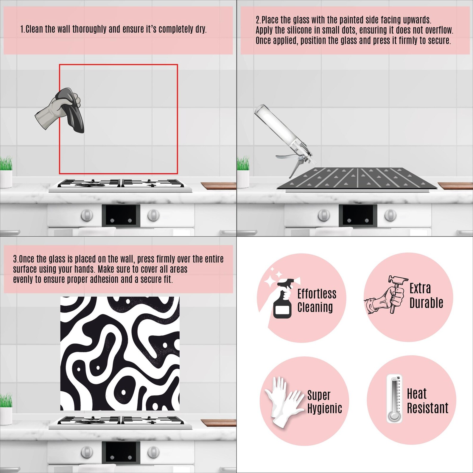 Marble Pattern Backsplash,tempered Glass Kitchen Backsplash,stove Wall ...