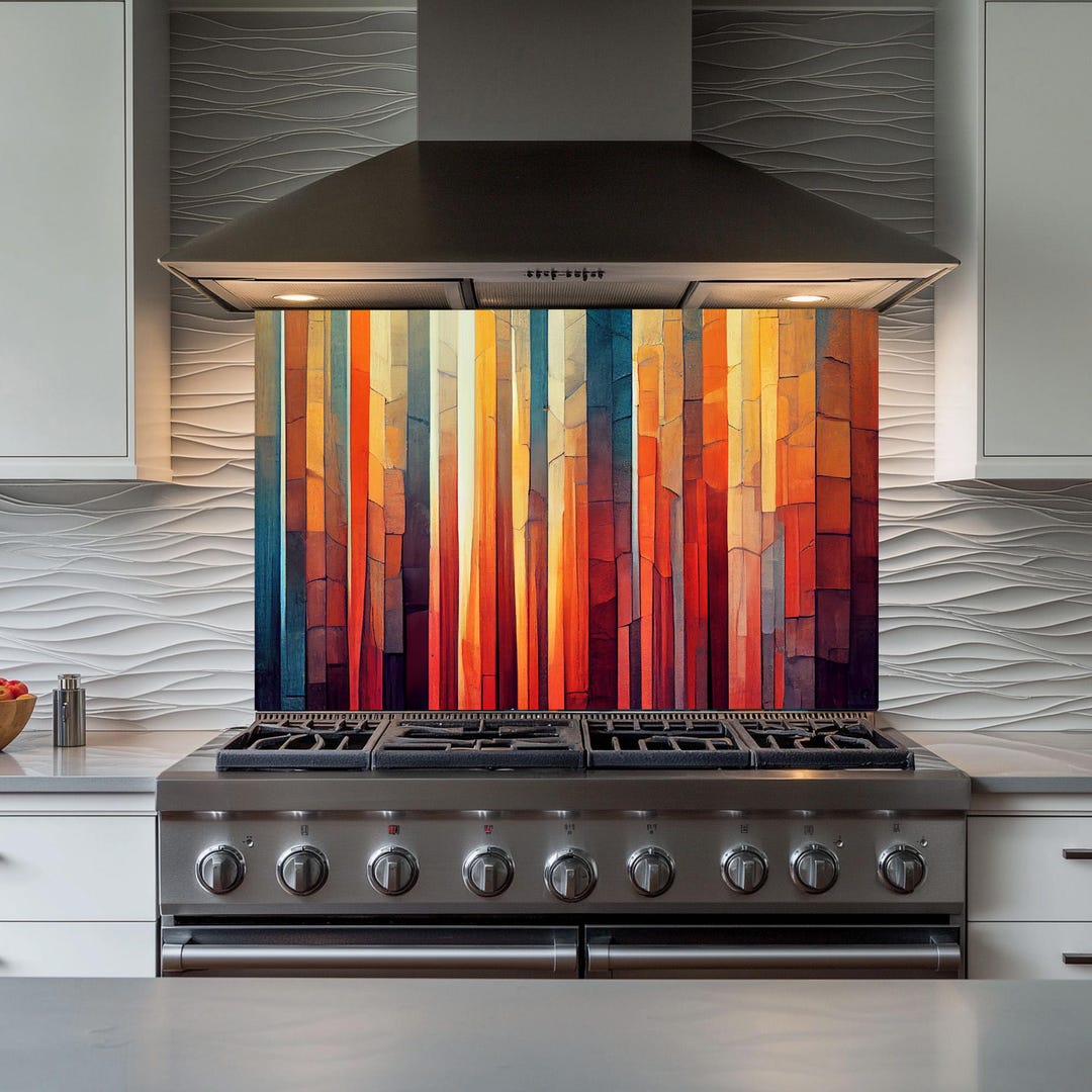 Tempered Glass Kitchen Backsplash Behind Stove,kitchen Decor Stove Top Cover,glass Backsplash ...