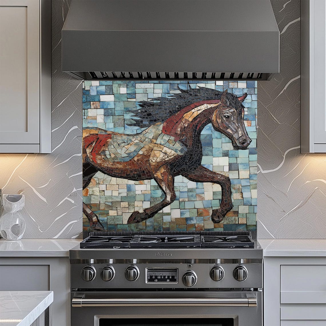 Mosaic Horse Tempered Glass Kitchen Backsplash Tile,stove Backsplash ...
