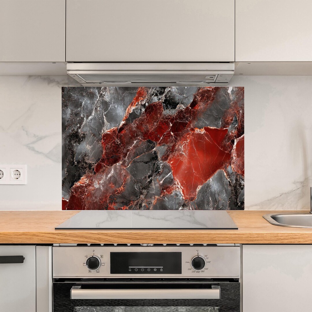 Marble Pattern Backsplash,tempered Glass Kitchen Backsplash,stove Wall ...