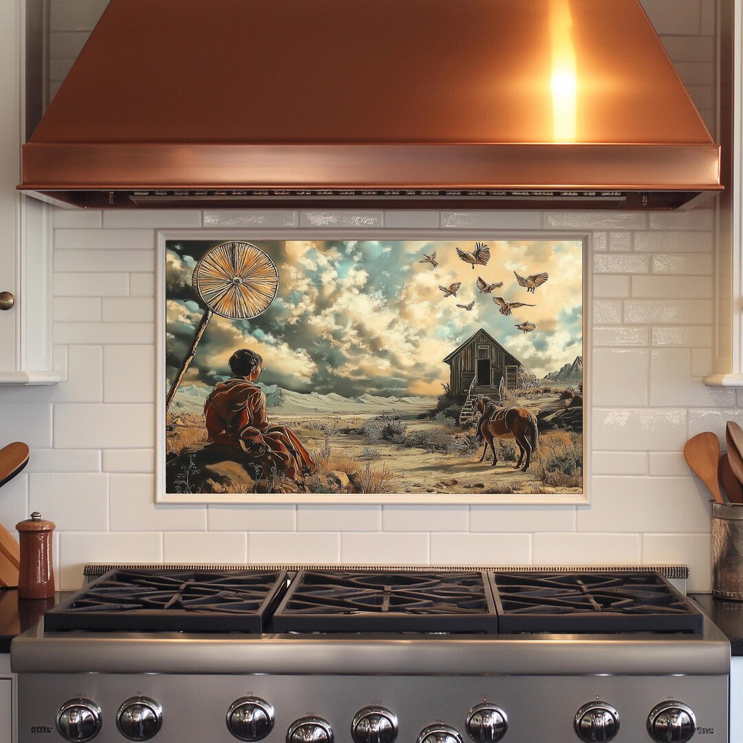 Western Horse Tempered Glass Backsplash,kitchen Backsplash Behind Stove ...