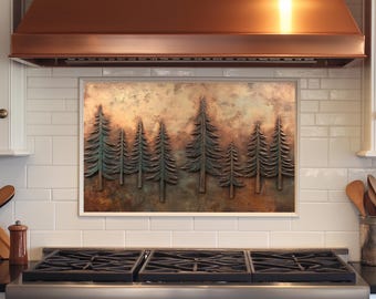 Copper Tree Tempered Glass Kitchen Backsplash Behind Stove,stove ...