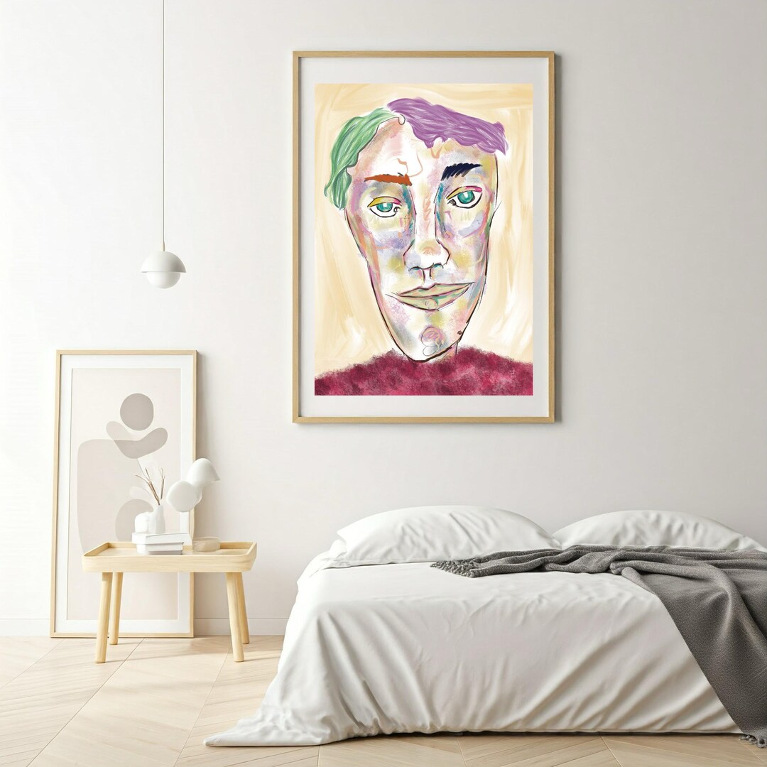Faces Modern Wall Art Illustration, Artistic Portrait, Postmodern Art ...