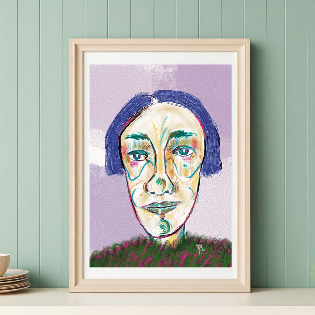 Postmodern Portrait Art Print, Maximalist Colorful Wall Decor (PDF ...