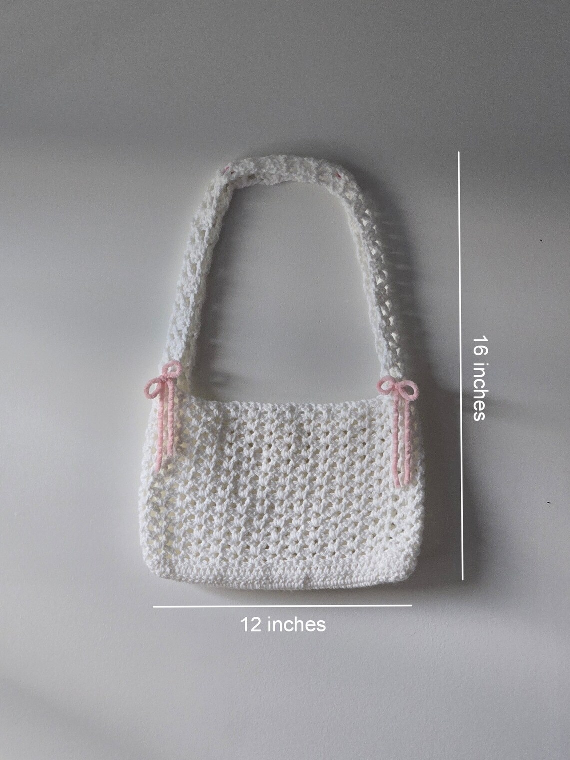Shoulder Purse Bag With Bows / Crocheted/ Cutesy/ Pink/ Aesthetic ...