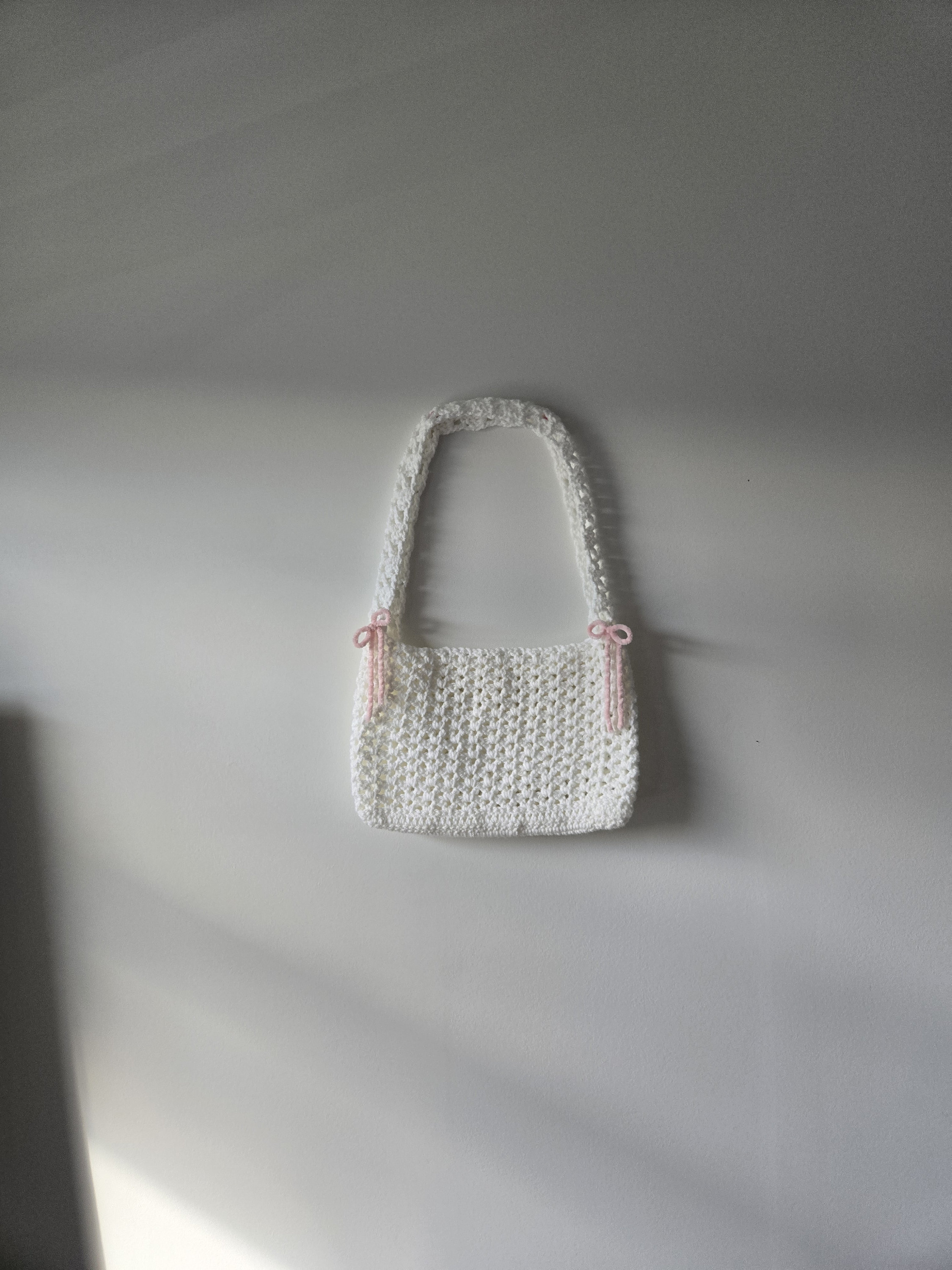 Shoulder Purse Bag With Bows / Crocheted/ Cutesy/ Pink/ Aesthetic ...