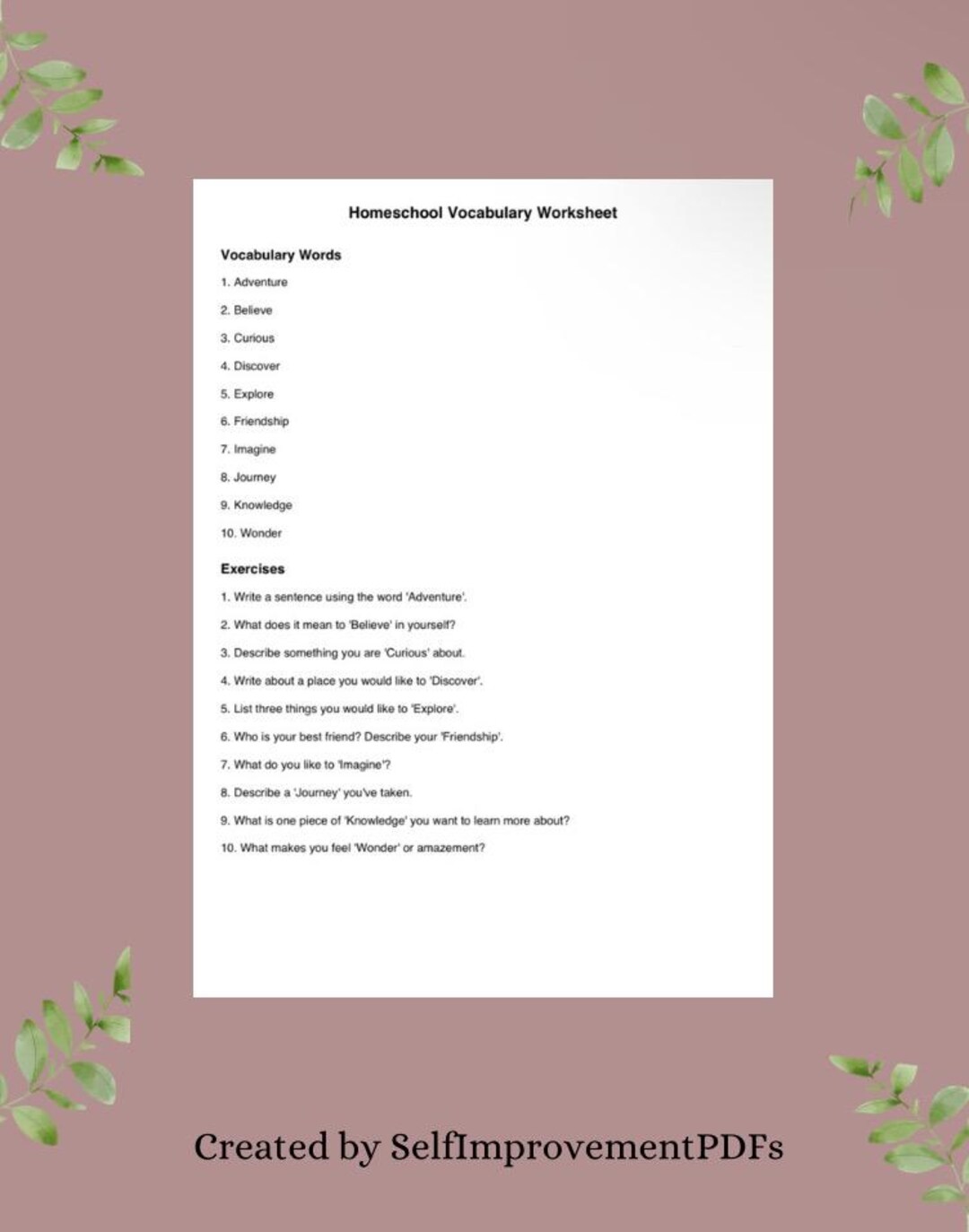 Engaging K-5 Vocabulary Worksheet Fun Educational Resource for ...