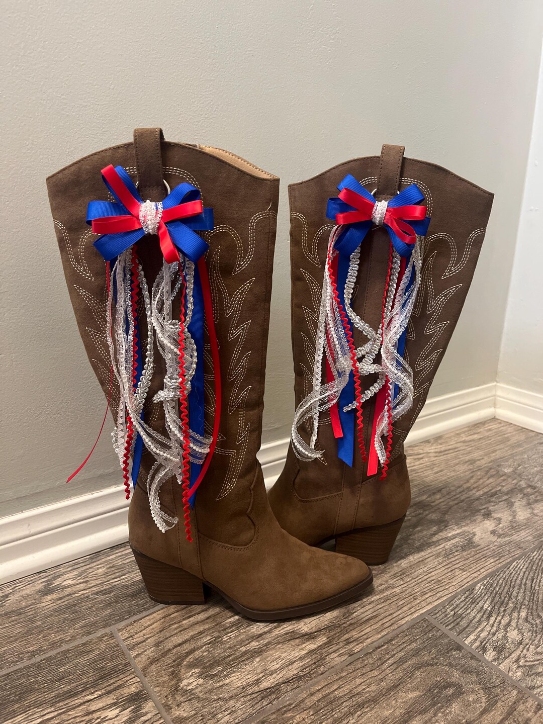 Boot Bows Patriotic Fourth of July America Red White and Blue Ring Clip ...