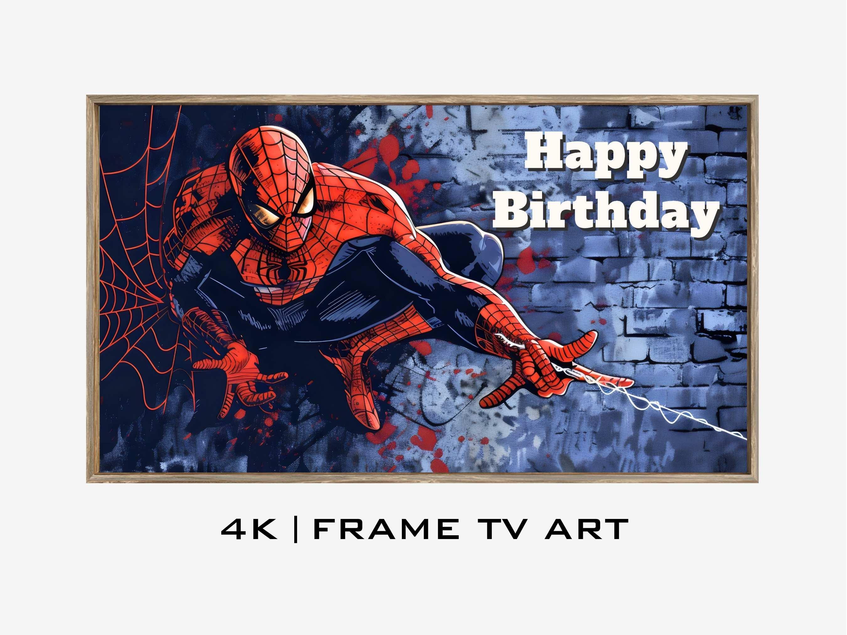 Spiderman Birthday Frame TV Art Superhero Party Decoration - Digital ...