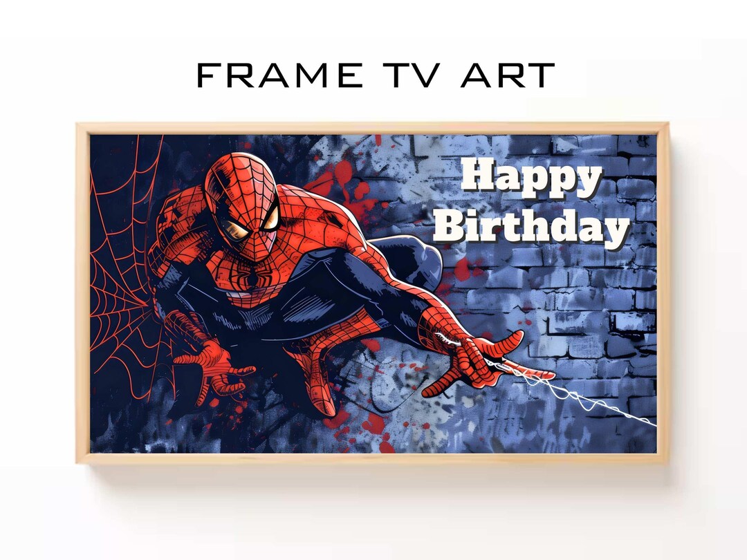 Spiderman Birthday Frame TV Art Superhero Party Decoration - Digital ...