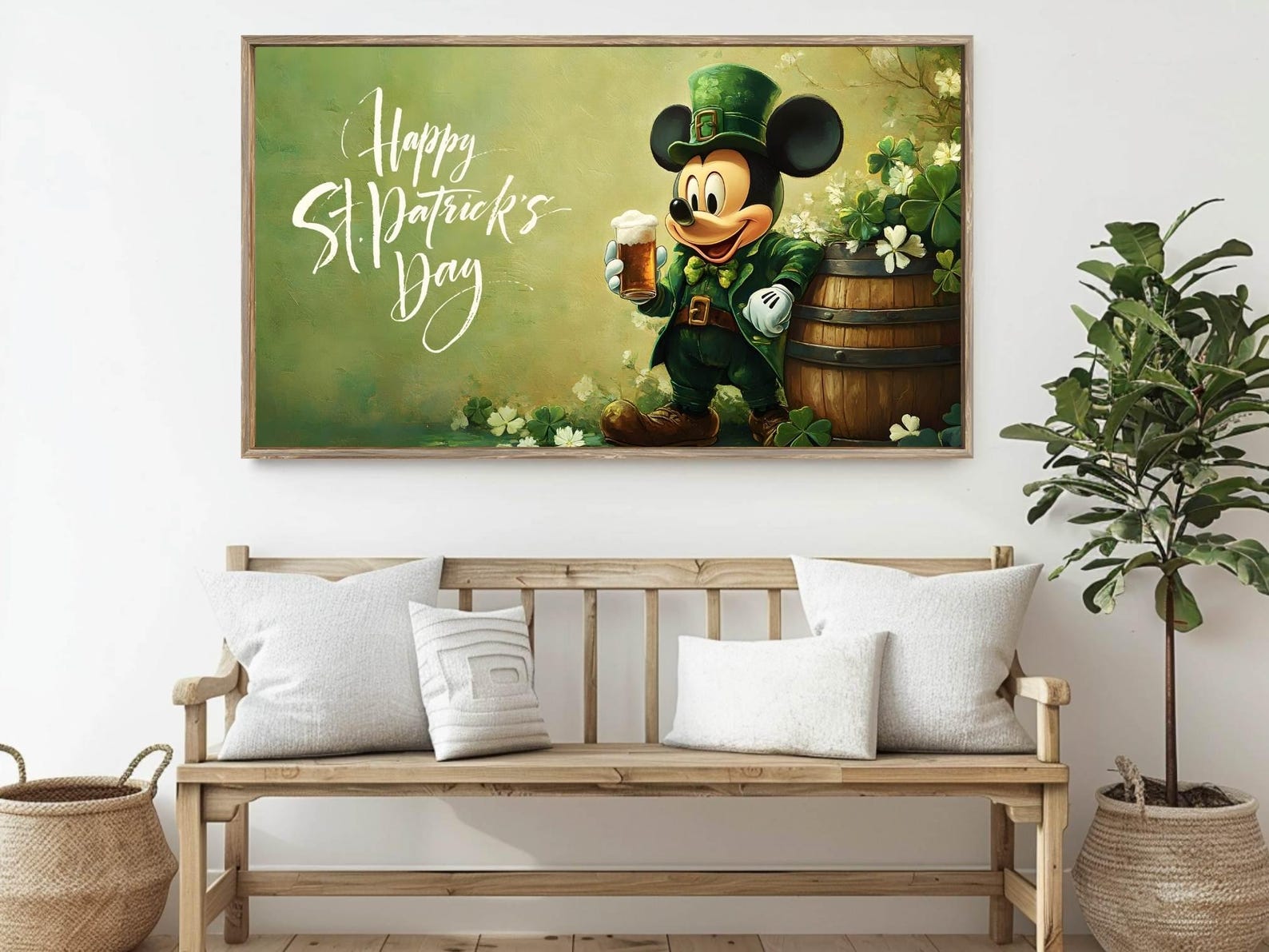 Arte do Mickey Mouse com o Leprechaun, Dia de São Patrício, para TV ...