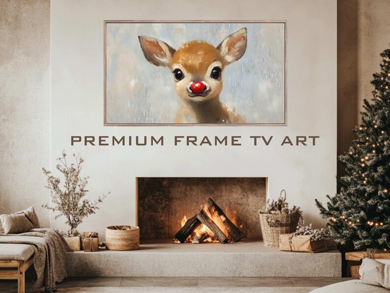 Rudolph the Red-nosed Reindeer Frame TV Art Christmas Vintage Oil ...