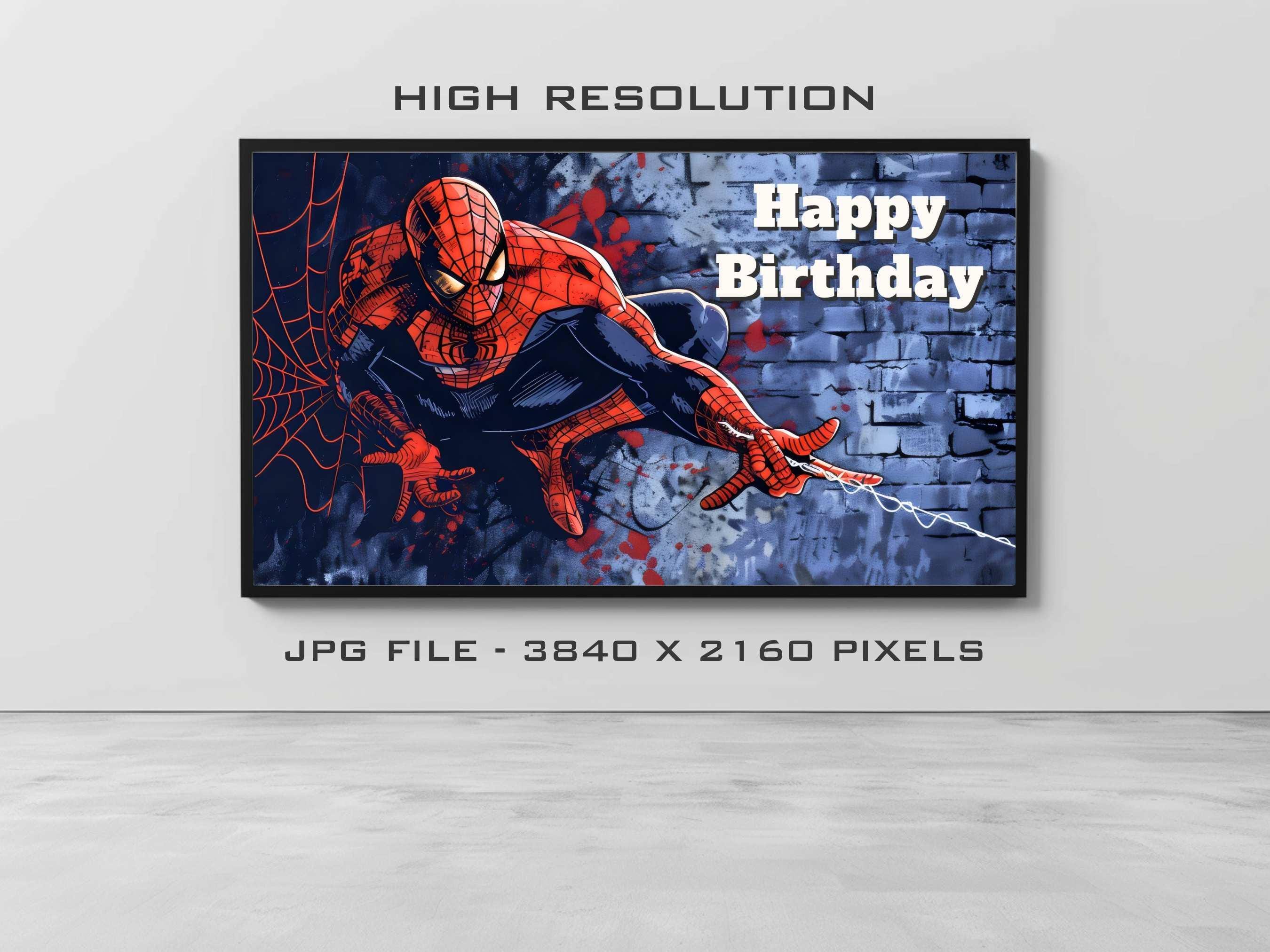 Spiderman Birthday Frame TV Art Superhero Party Decoration - Digital ...