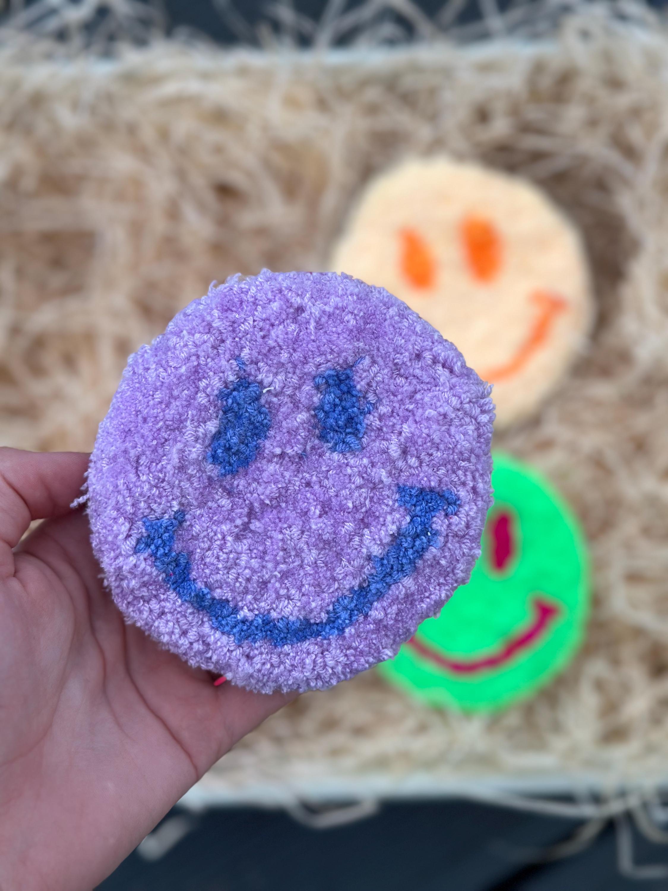 Smiley Face Punch Needle Mug Rug Coasters - Etsy