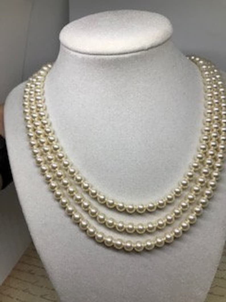 3 Strand Pearl Necklace, Bridal Necklace, Jackie Kennedy Necklace ...