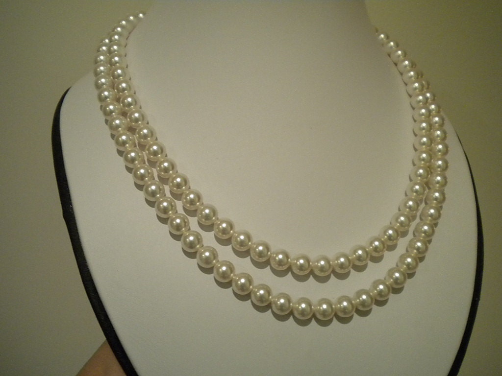 Double Strand Pearl Set, Wedding Necklace Set, Bridal Pearl Necklace ...