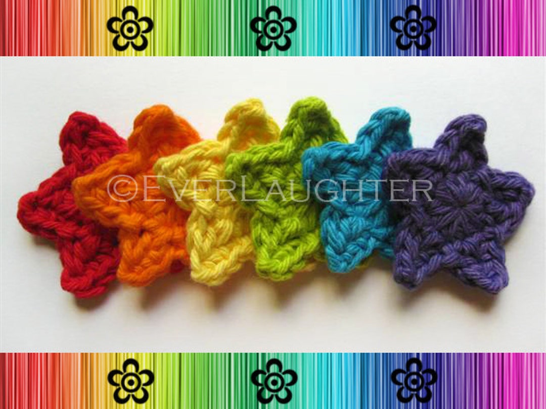 Pattern-crochet Star Applique-detailed Photos - Etsy