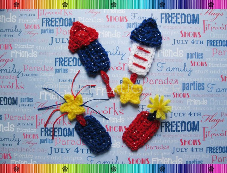 Rocket Firework and Firecracker Applique - CROCHET PATTERN (PDF) - Etsy