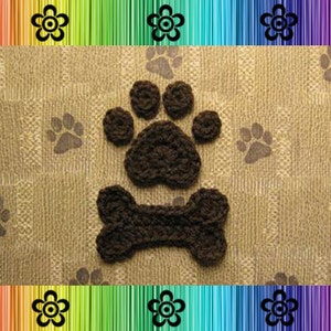 Dog Paw and 2 Sizes of Dog Bone Applique - CROCHET PATTERN (PDF) - Etsy