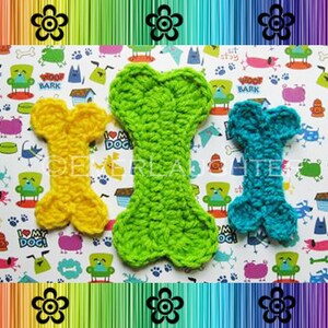 Dog Paw and 2 Sizes of Dog Bone Applique - CROCHET PATTERN (PDF) - Etsy