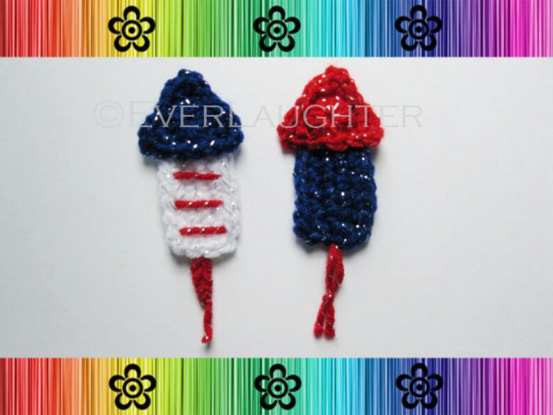 Rocket Firework and Firecracker Applique - CROCHET PATTERN (PDF) - Etsy
