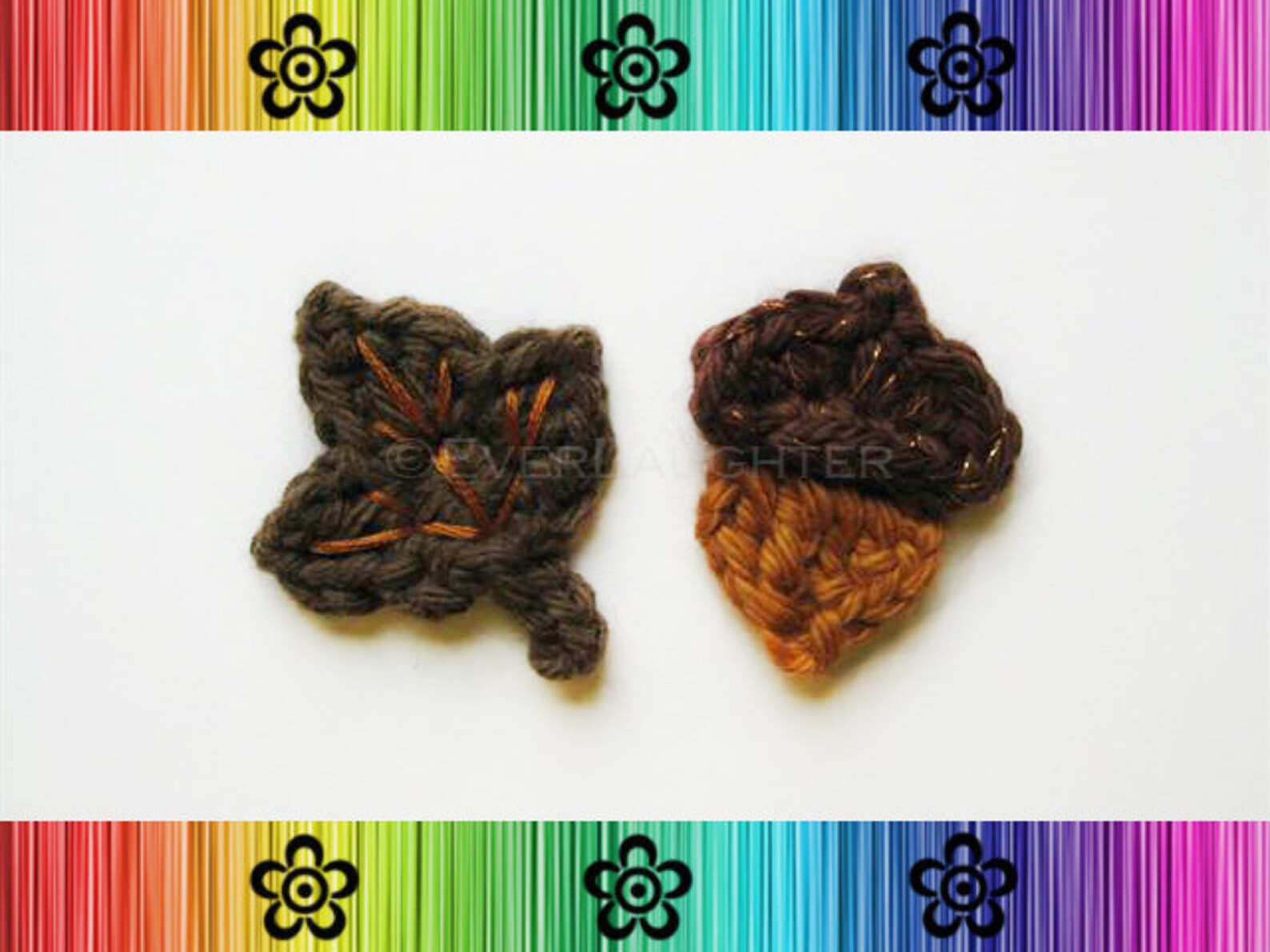 CROCHET PATTERN Autumn Leaf and Acorn Applique Detailed - Etsy