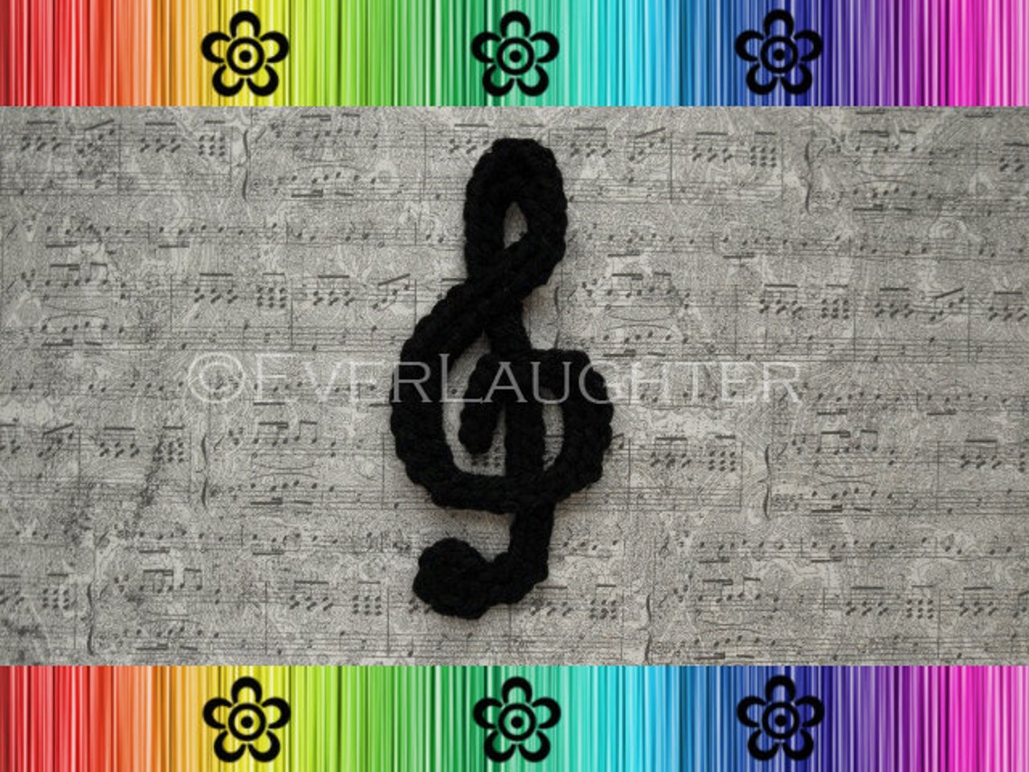 CROCHET PATTERN Treble Clef Musical Note Applique Detailed - Etsy