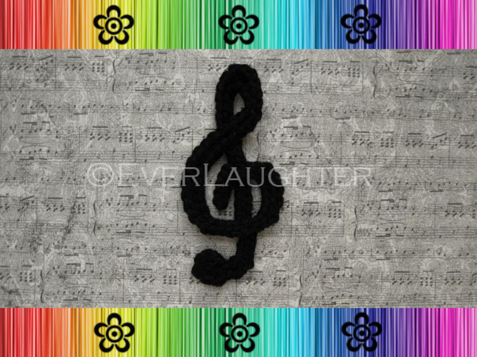 CROCHET PATTERN Treble Clef Musical Note Applique Detailed - Etsy