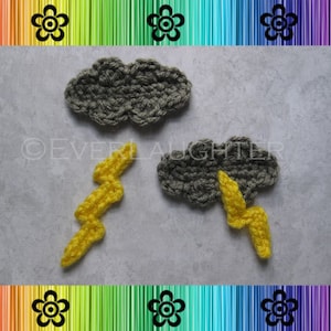 Lightning Cloud Applique - CROCHET PATTERN (PDF) - Etsy