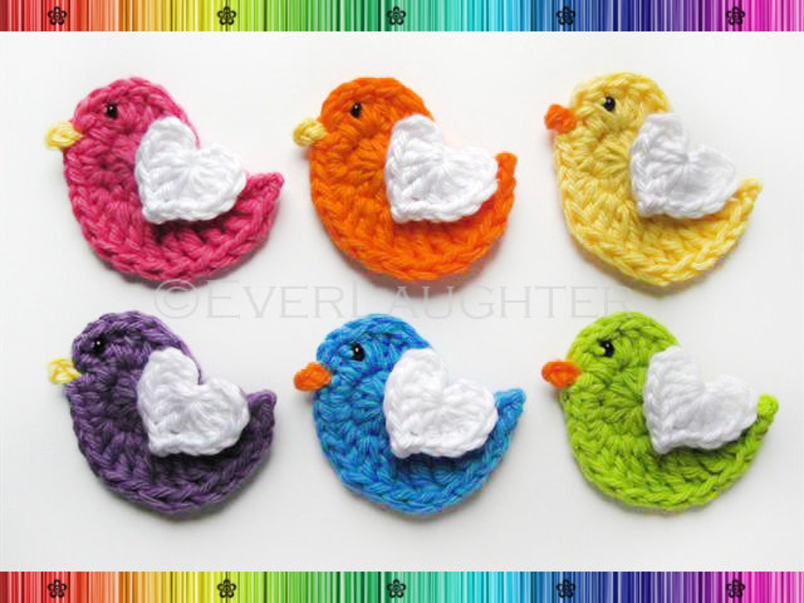 Pattern-crochet Bird With Heart Wing Applique-detailed Photos - Etsy
