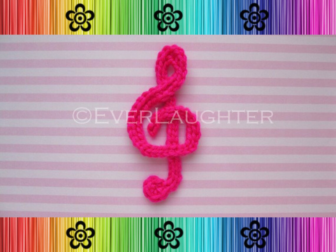 CROCHET PATTERN Treble Clef Musical Note Applique Detailed - Etsy