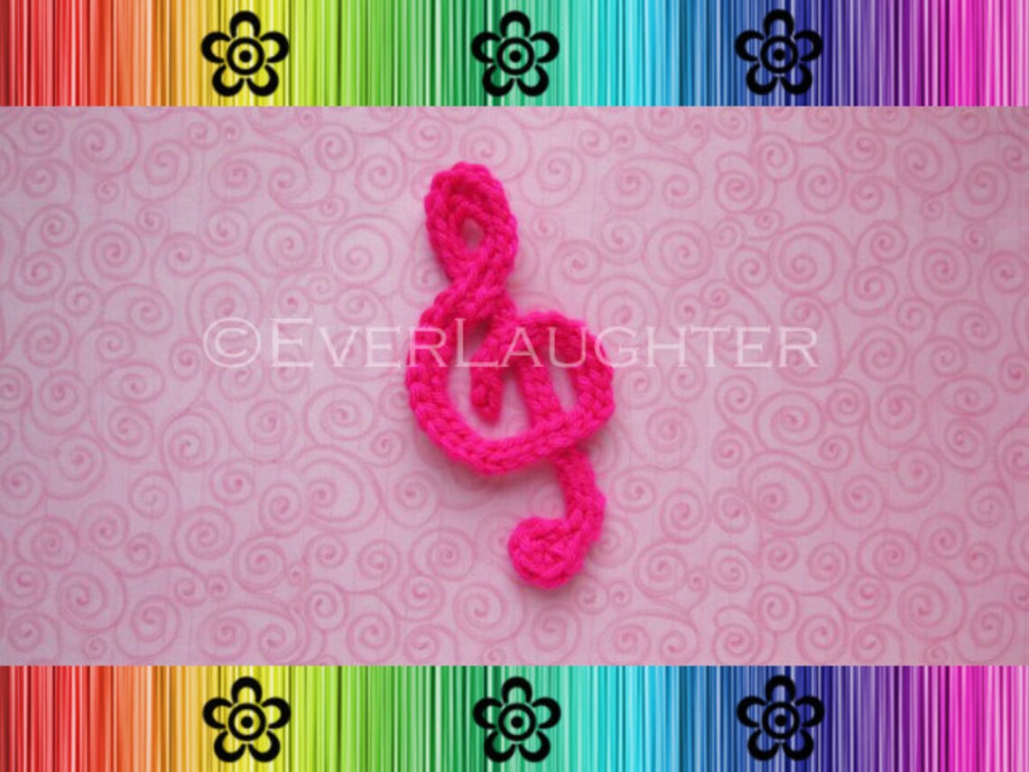 CROCHET PATTERN Treble Clef Musical Note Applique Detailed - Etsy