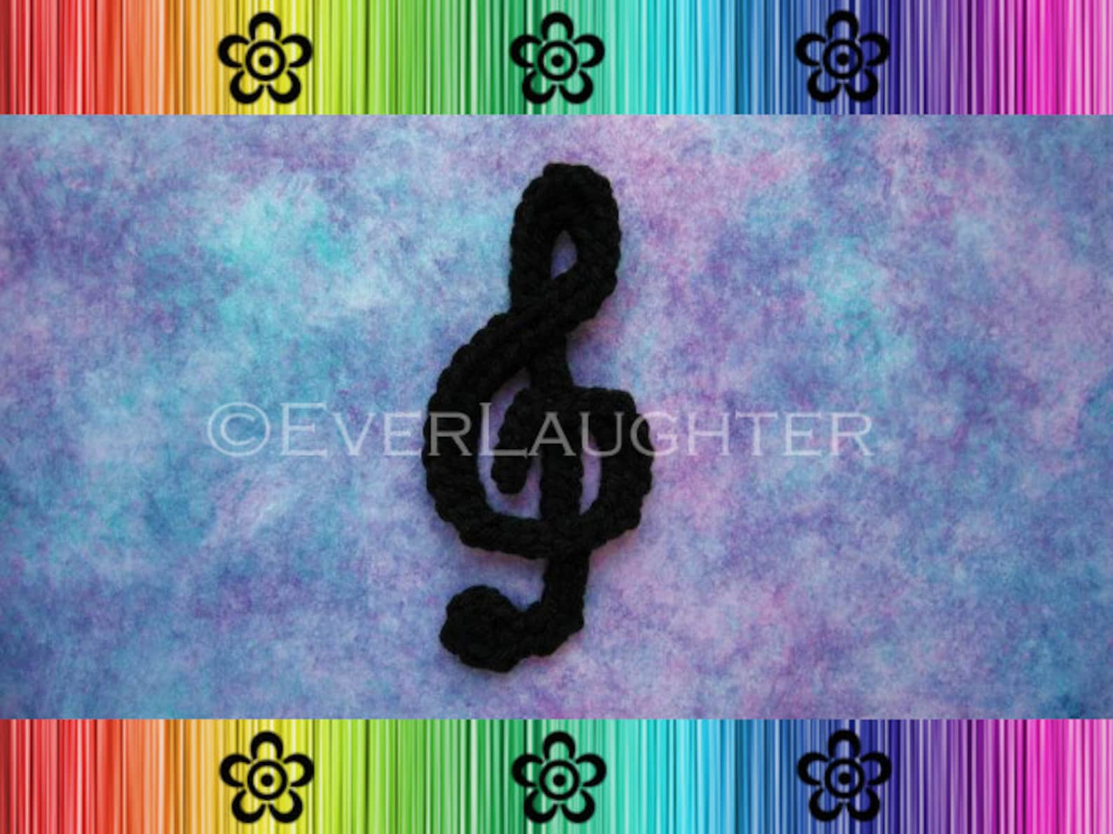 CROCHET PATTERN Treble Clef Musical Note Applique Detailed - Etsy