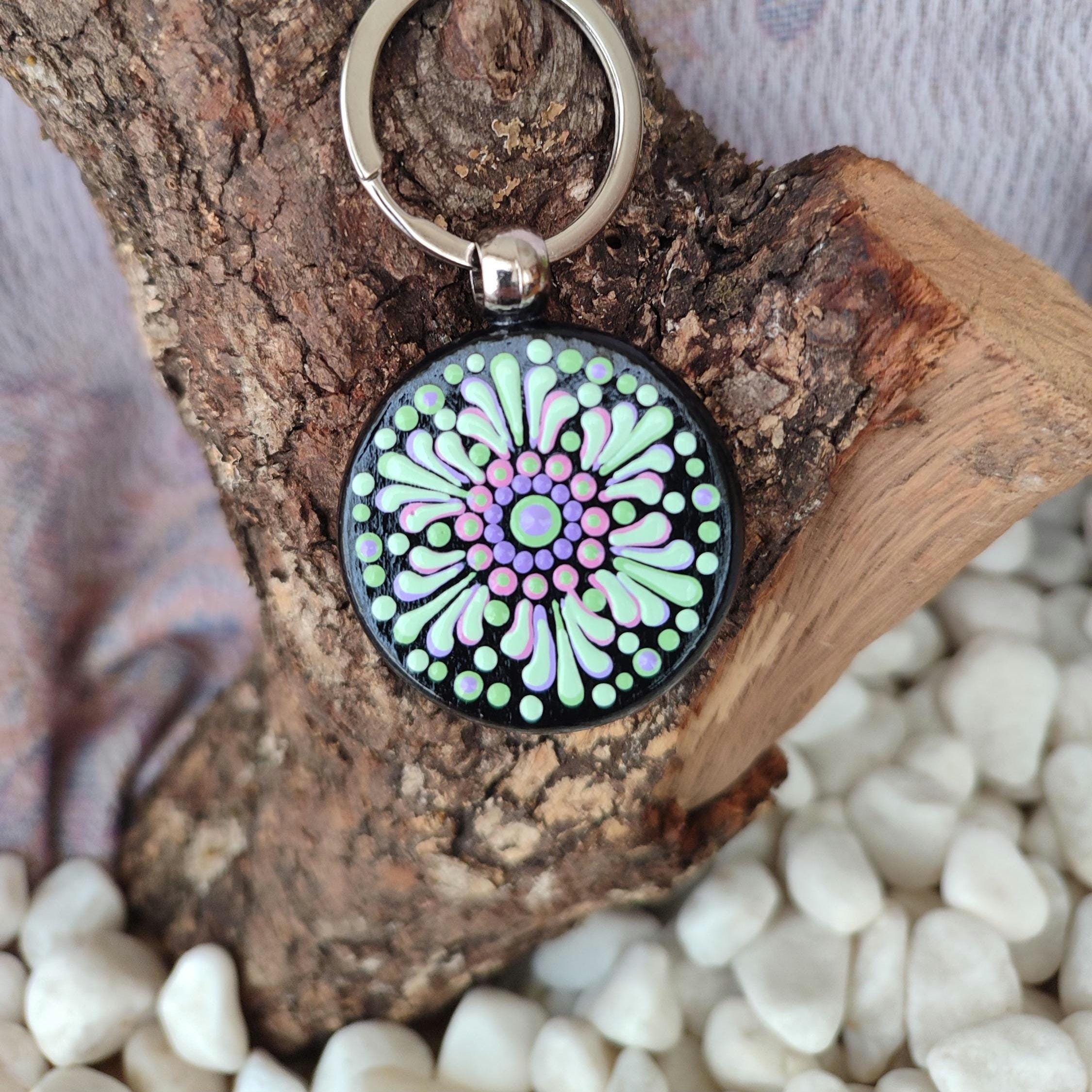 Handcrafted Key Ring, Mandala Art, Original Key Ring, Wearable Art, Dot ...