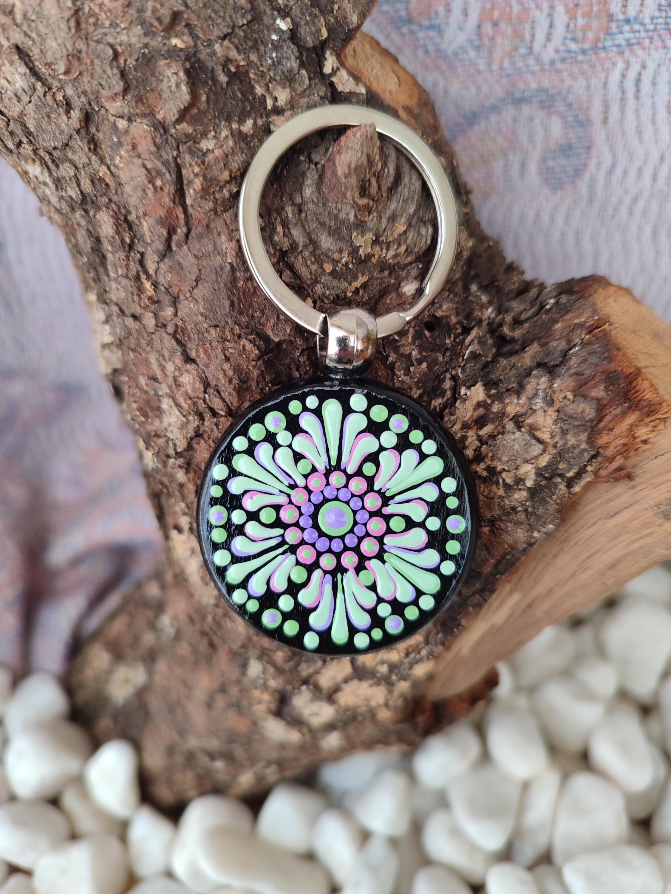 Handcrafted Key Ring, Mandala Art, Original Key Ring, Wearable Art, Dot ...