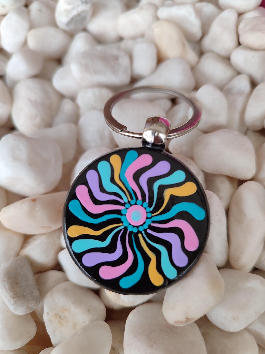 Mandala Keychain, Mandala Art, Dot Art, Keychain Art, Sacred Geomety ...