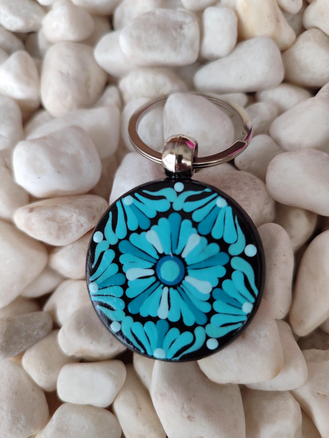 Mandala Keychain, Mandala Art, Pointillism Art, Keychain With Art ...