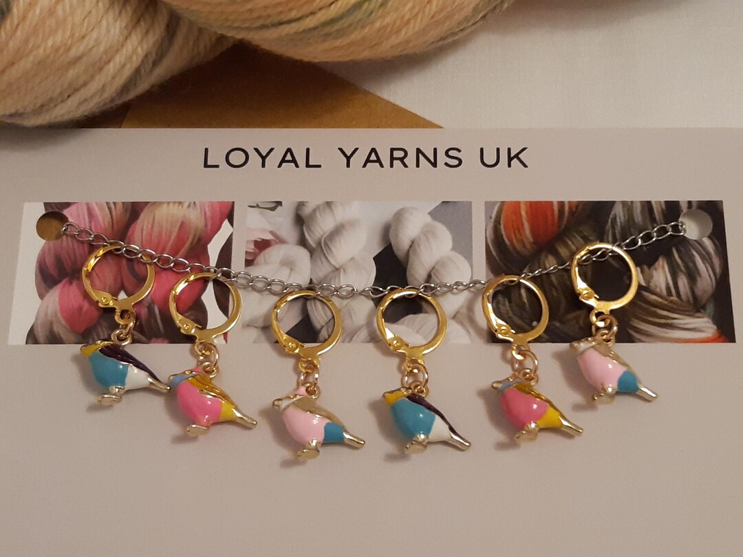 Set of 6 3D Birds Enamel Stitch Markers With Lock Fasteners for ...