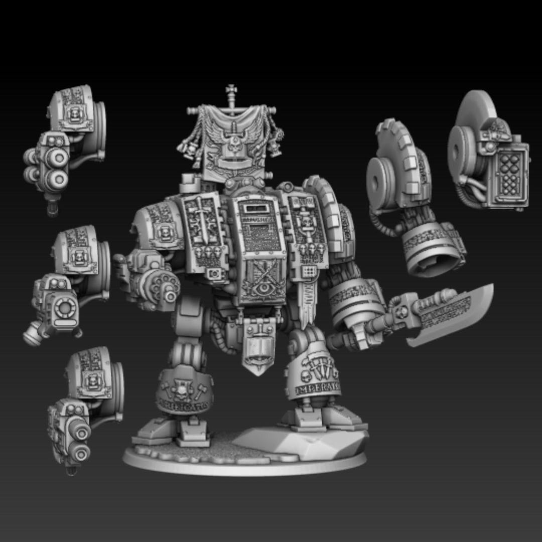 3D Printed Silver Wardens Box Walking Robot of Death by DMG Minis 60mm ...