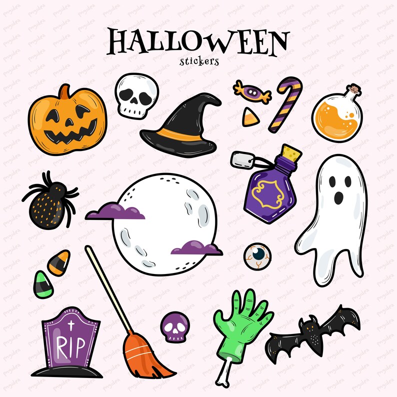 Cute Halloween Digital Stickers PNG Printable Halloween Stickers ...